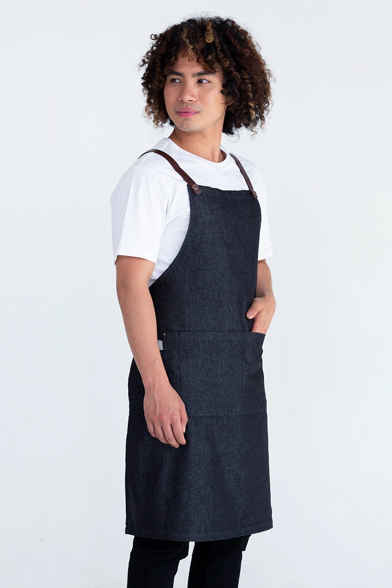 Bella Bib Apron Charcoal with Chocolate ties, Buy Online